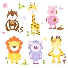 Cute vector cartoon animal set free image download