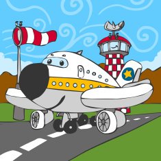 Funny Airplane on Airstrip and Control Tower free image download