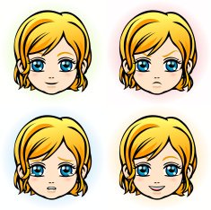 Little Girl in Four Facial Expression free image download