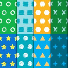 Hand-drawing doodle seamless patterns set Abstract geometric cartoon ...