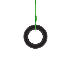 Car tire hanging on green rope free image download