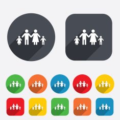 Complete family with two children sign icon N15 free image download