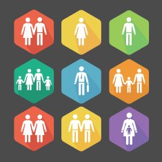 Vector flat Icons illustrating the relations free image download
