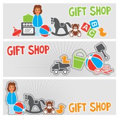 Children Gift Shop Banner Set Flat Vector Illustration free image download