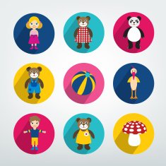 Collection of kids flat icon Colorful toys pictograms free image download