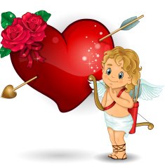 Cupid and heart red roses free image download