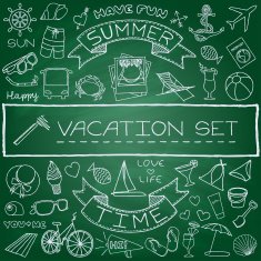 Hand drawn vacation icons set free image download