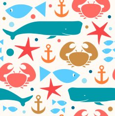 Decorative bright seamless marine pattern free image download