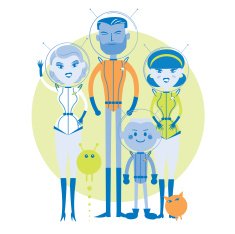 Asteroid Family Spot Illustration Caucasian Heterosexual (isolated ...