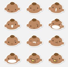 Icon (Emoticons) - Baby face in various moods ( crying smiling ) free ...