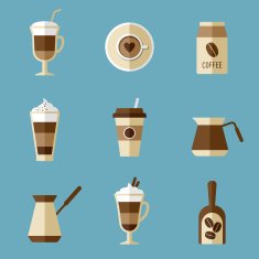 Coffee icons flat design free image download