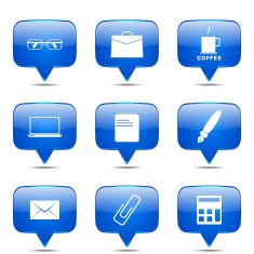 Office Work Square Vector Blue Icon Design Set N2 free image download