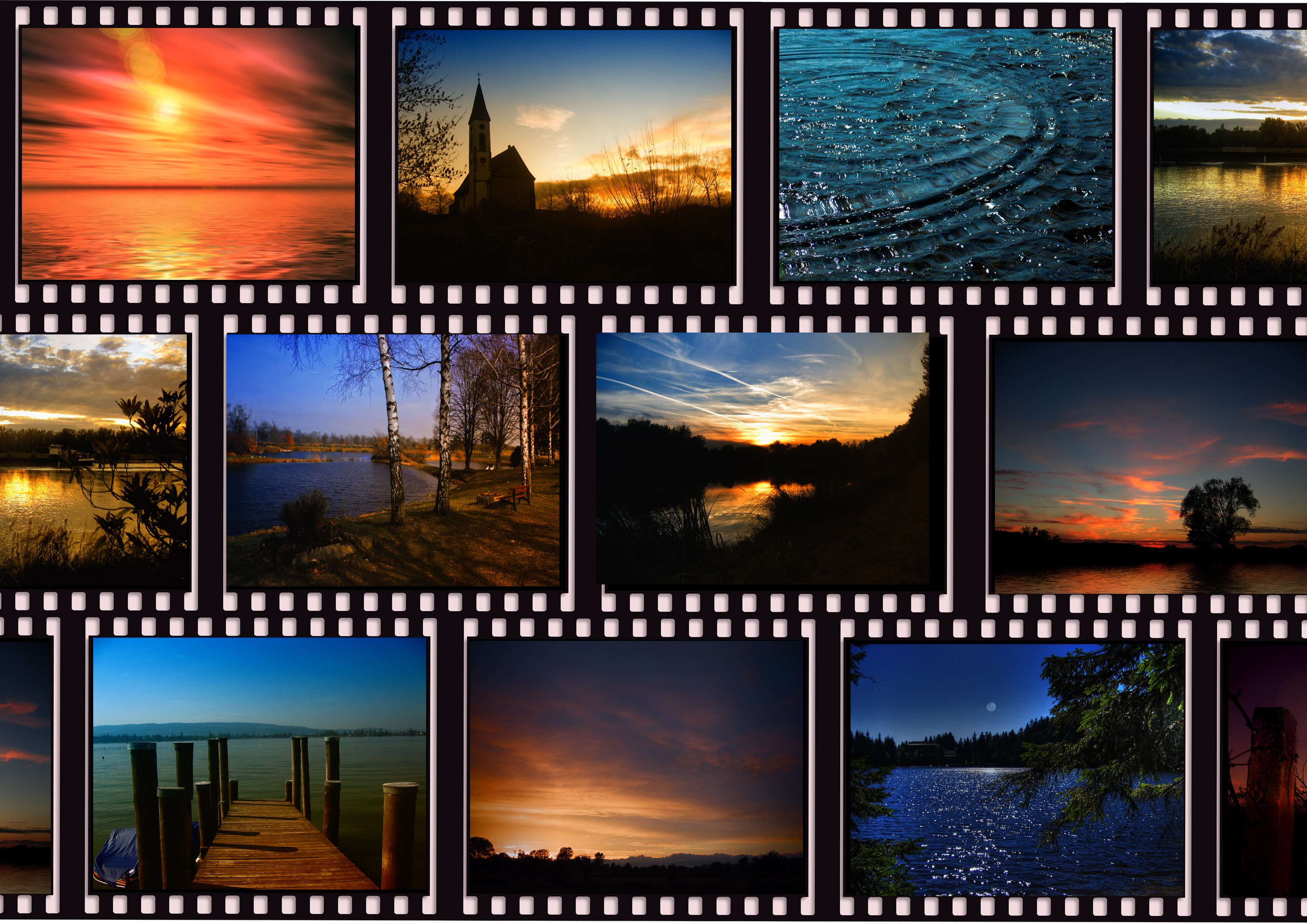 Collage of evening panoramic photos free image download