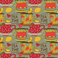 Tea time vintage seamless pattern free image download