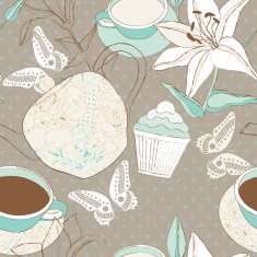 Tea time seamless background Vector illustration free image download