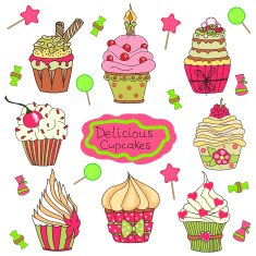 Cupcake doodle set free image download