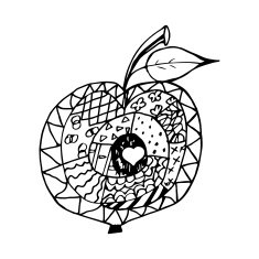 Zentangle black and white apple free image download