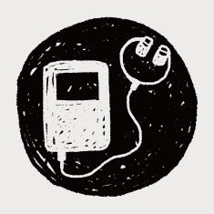 Music player doodle drawing N10 free image download