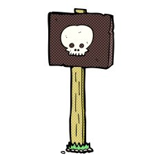 Cartoon spooky skull signpost N8 free image download
