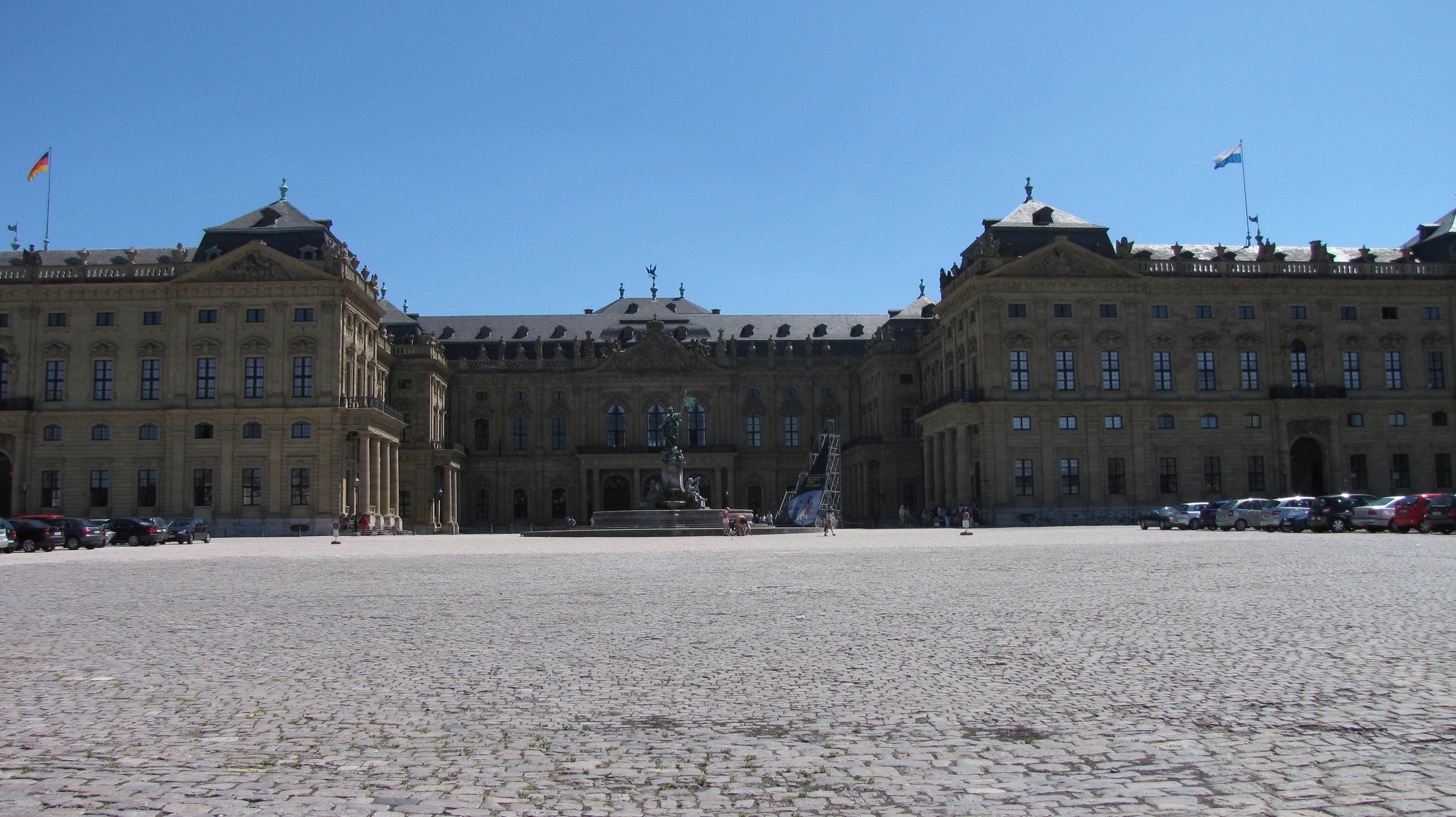 View of Residence palace from Residenzplatz square, germany, Wurzburg ...