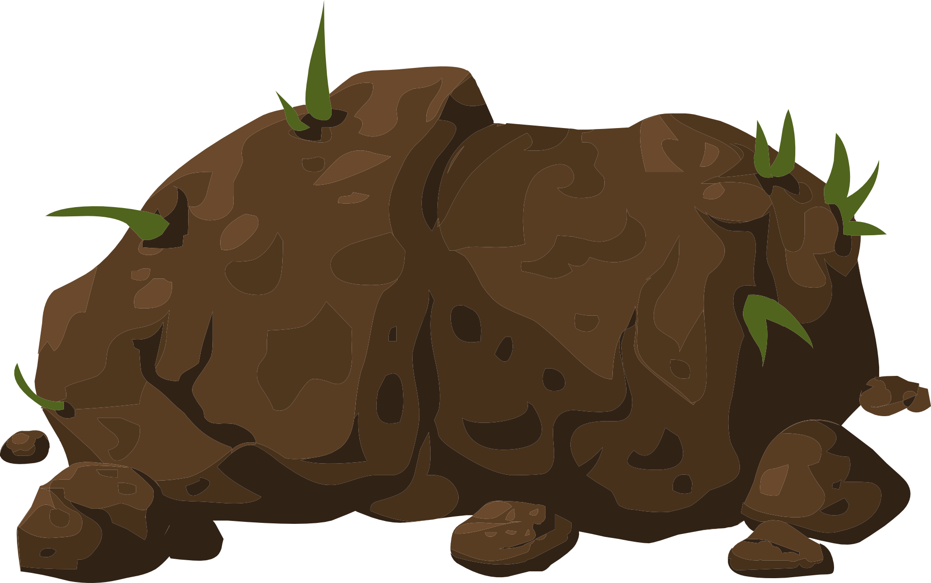 Drawn clump of mud with grass sprouts free image download