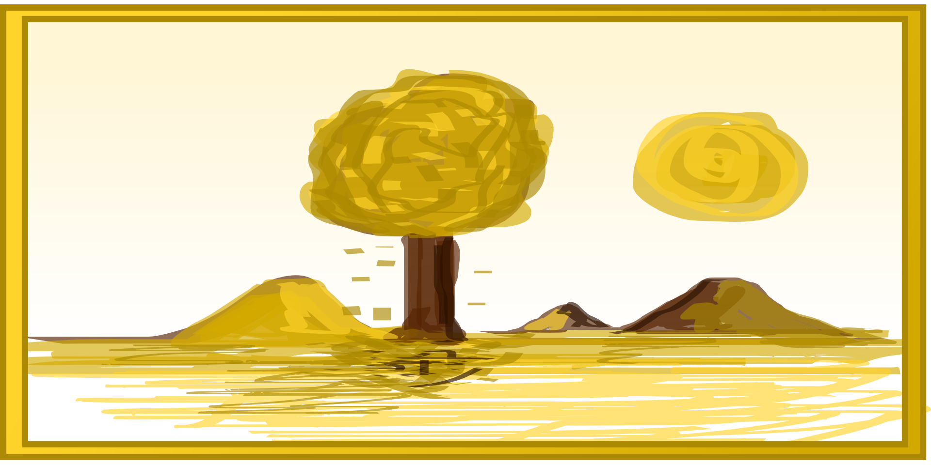 Yellow fall landscape drawing free image download