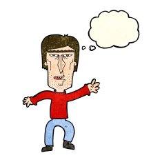 Cartoon angry man waving warning with thought bubble N3 free image download