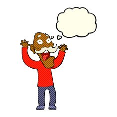 Cartoon old man getting a fright with thought bubble N4 free image download