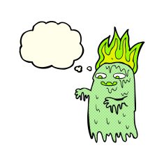 Cartoon spooky ghost with thought bubble N28 free image download