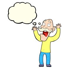 Cartoon old man getting a fright with thought bubble N5 free image download