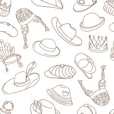 Seamless pattern with different doodle hats N2 free image download