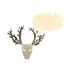 Cartoon stag head with speech bubble free image download