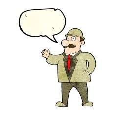 Cartoon sensible business man in bowler hat with speech bubble N4 free ...