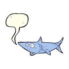 Cartoon happy shark with speech bubble N5 free image download