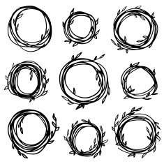 Set of 9 hand drawn branches free image download