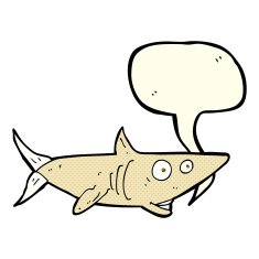 Cartoon happy shark with speech bubble N6 free image download