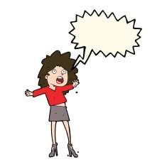 Cartoon woman having trouble walking in heels with speech bubble N6 ...