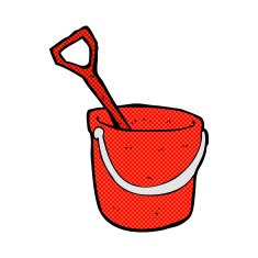 Comic cartoon bucket and spade free image download