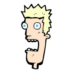 Comic cartoon shocked man's face free image download