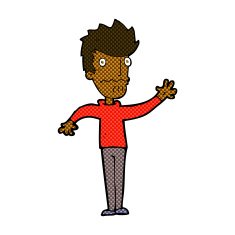 Comic cartoon worried man reaching out N4 free image download