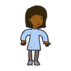 Comic cartoon cautious woman N2 free image download