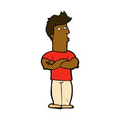 Comic cartoon man with folded arms N6 free image download