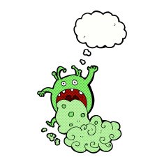 Cartoon gross monster being sick with thought bubble N9 free image download