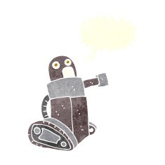 Cartoon tank robot with speech bubble N10 free image download