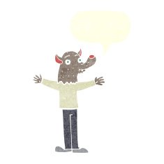 Cartoon friendly werewolf with speech bubble N12 free image download