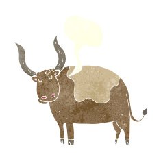 Cartoon ox with speech bubble N7 free image download