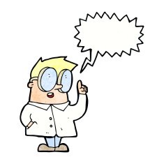 Cartoon scientist with speech bubble N7 free image download