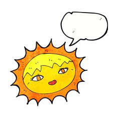 Cartoon pretty sun with speech bubble N7 free image download