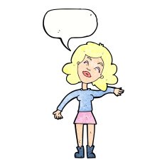 Cartoon woman only joking with speech bubble N10 free image download