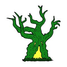 Comic cartoon spooky old tree N3 free image download